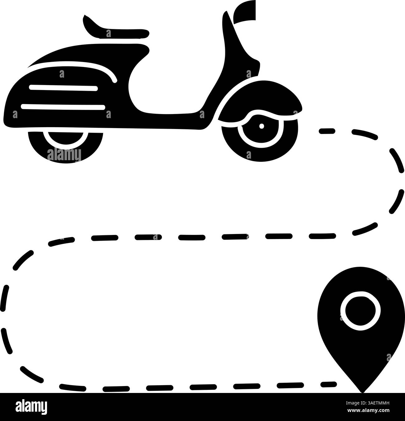 black hand drawn icon map scooter route icon Stock Vector Image & Art ...