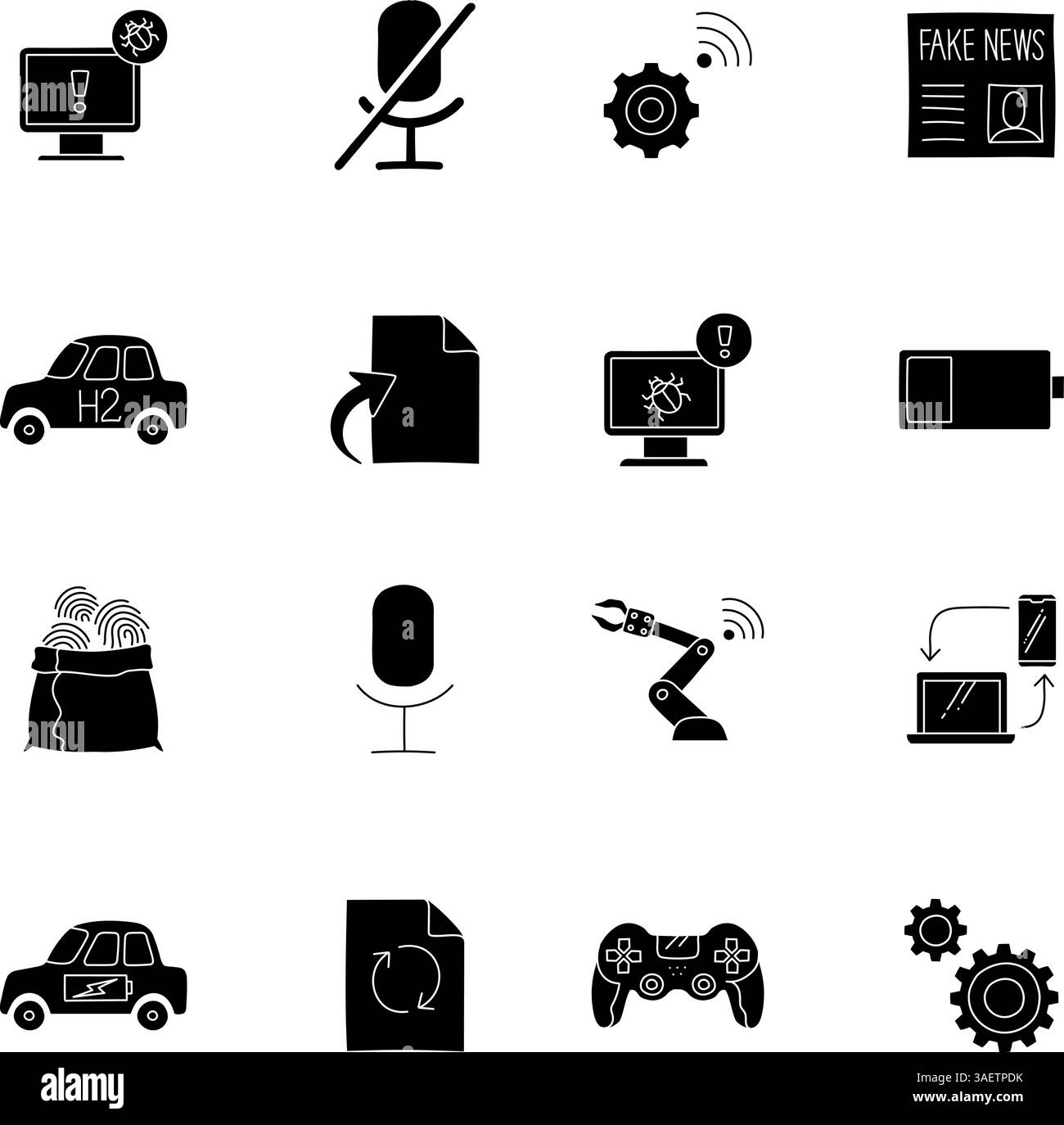 black hand drawn technology icon set Stock Vector Image & Art - Alamy