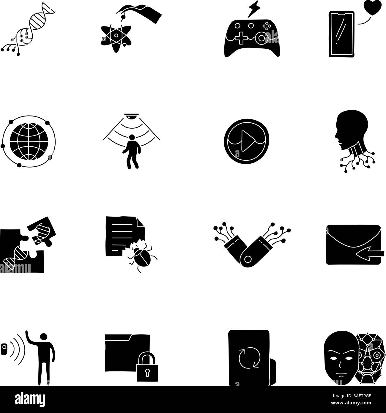 black hand drawn technology icon set Stock Vector Image & Art - Alamy