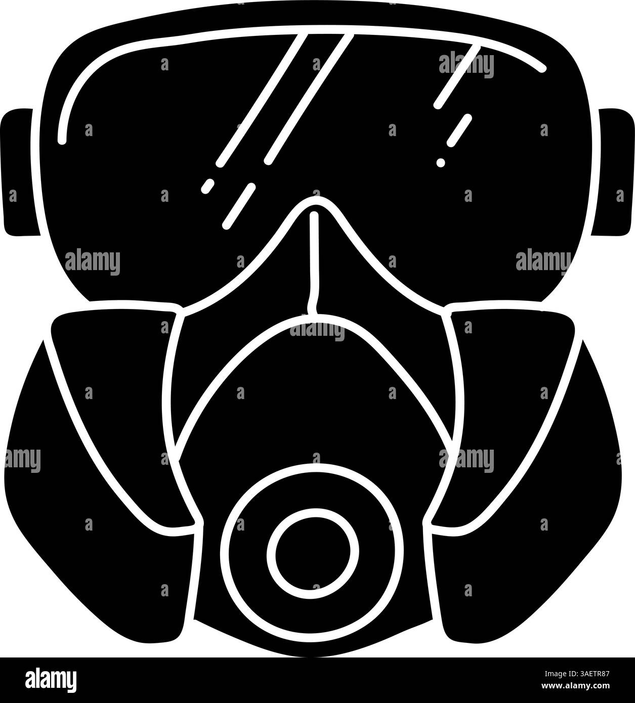 Respirator and goggles black hand drawn icon Stock Vector Image & Art ...