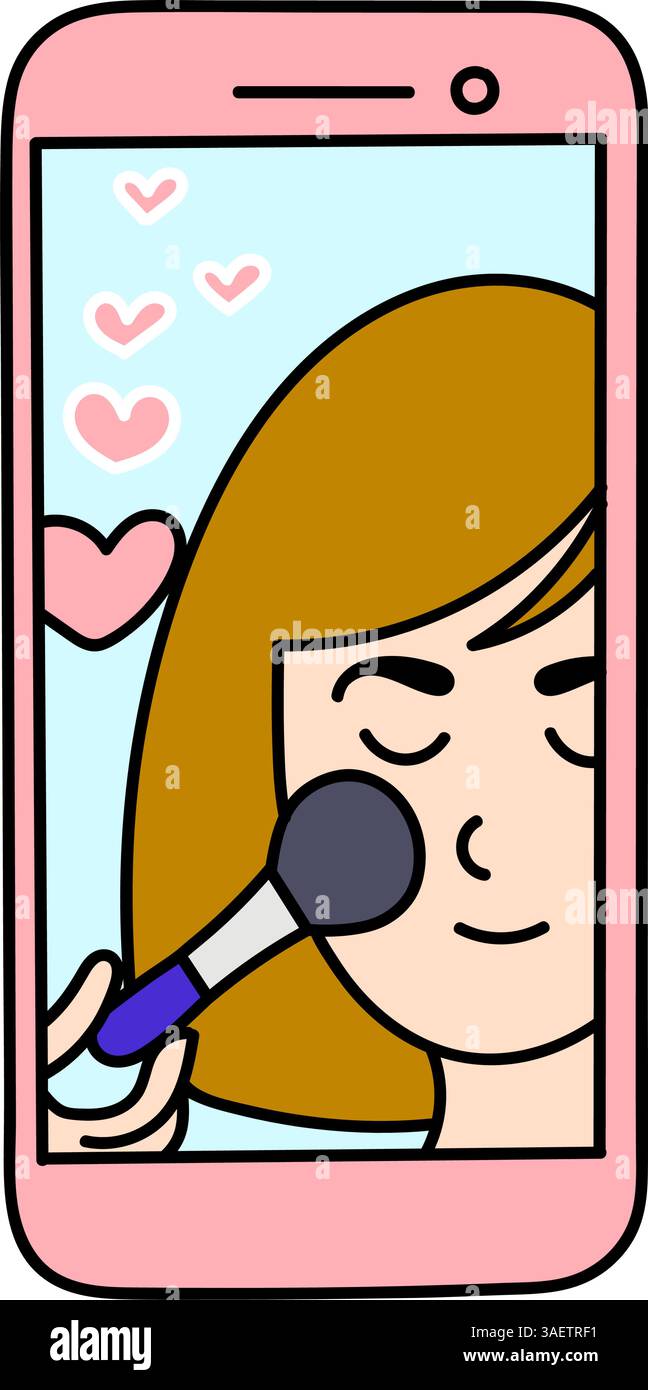 beauty make up online tutorial hand drawn color vector illustration ...