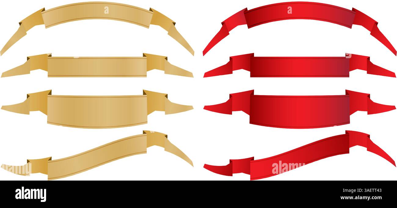 a set of four red and gold ribbon banner isolated on white background ...