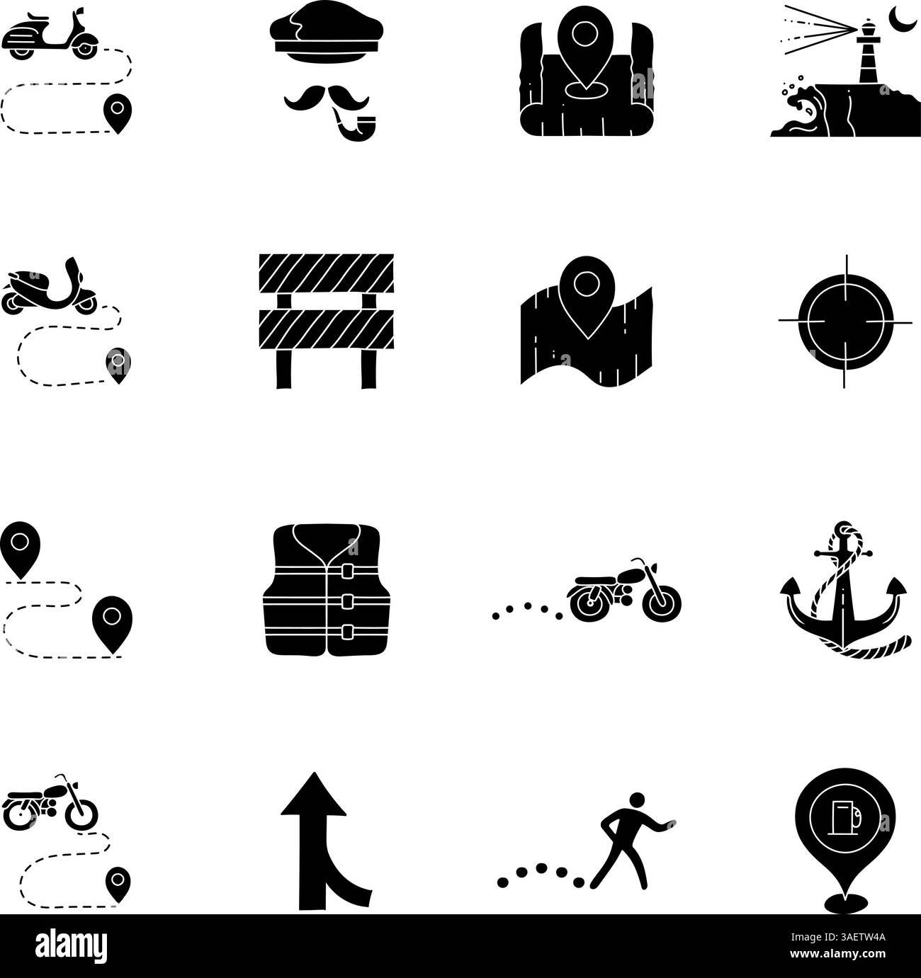 Icon set paper pin Black and White Stock Photos & Images - Alamy
