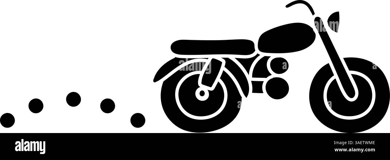 black hand drawn icon map motorcycle route icon Stock Vector Image ...