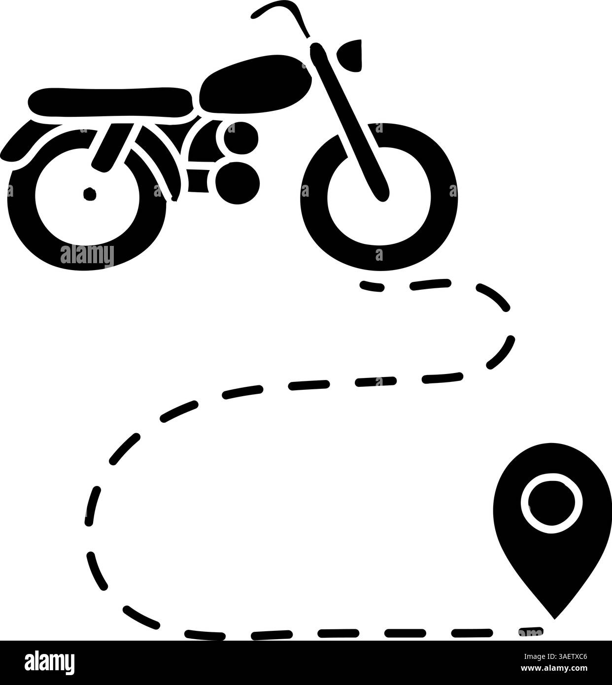 black hand drawn icon map motorcycle route Stock Vector Image & Art - Alamy