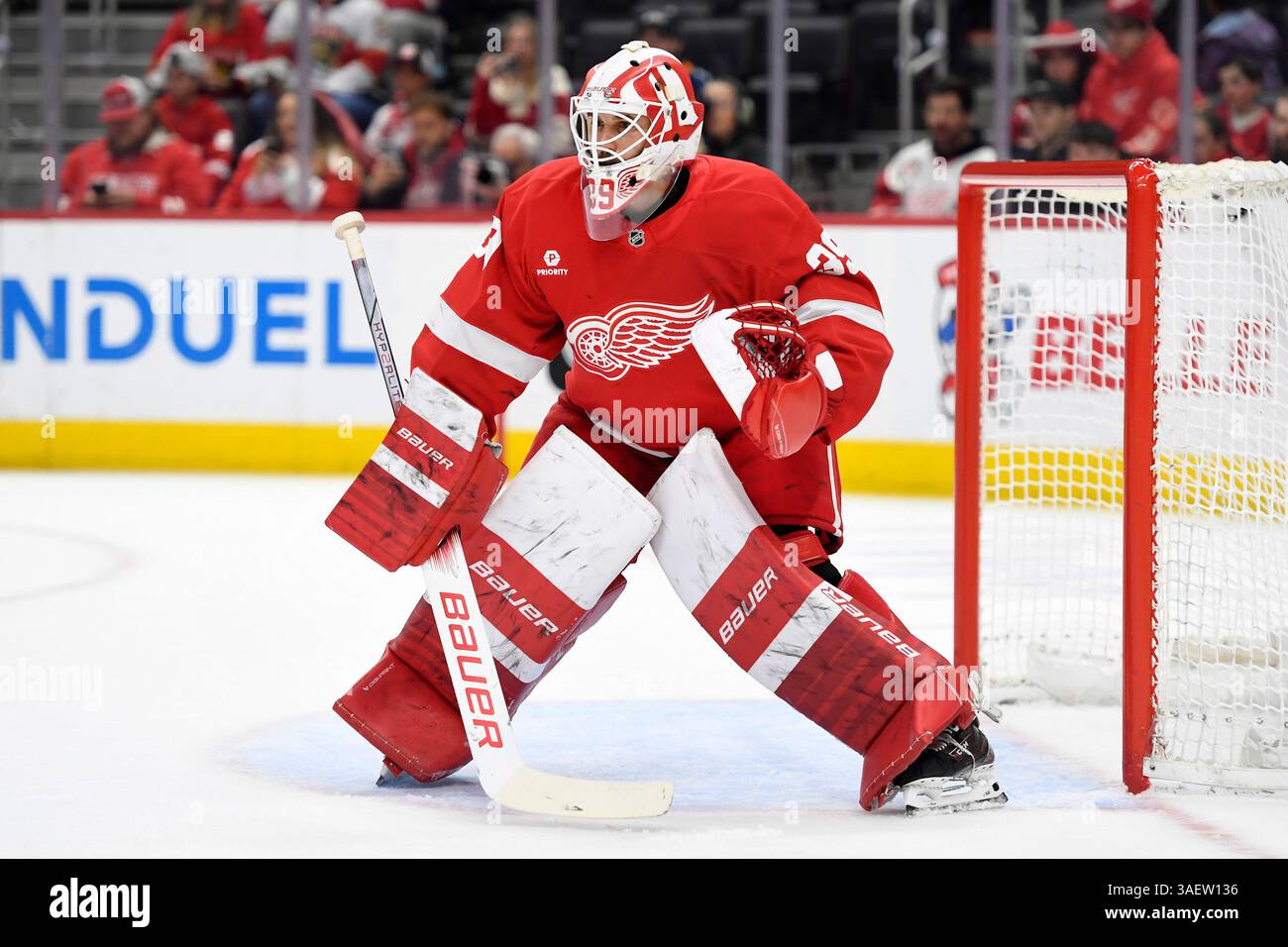 Detroit Red Wings goaltender Cam Talbot watches during the first period ...