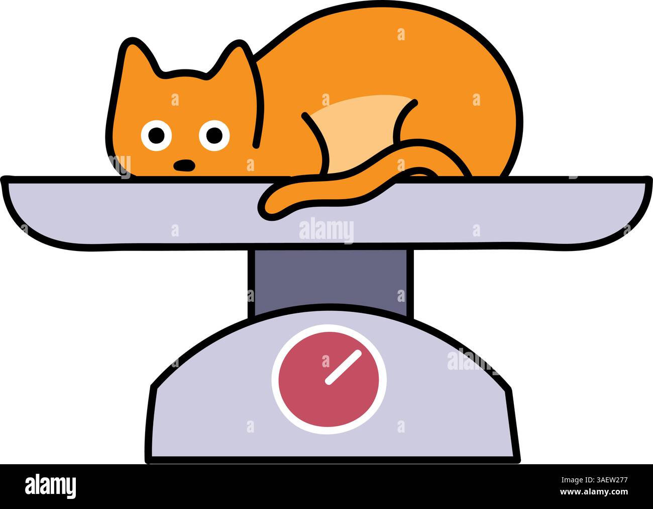 vet animal weight scale hand drawn color vector illustration Stock ...