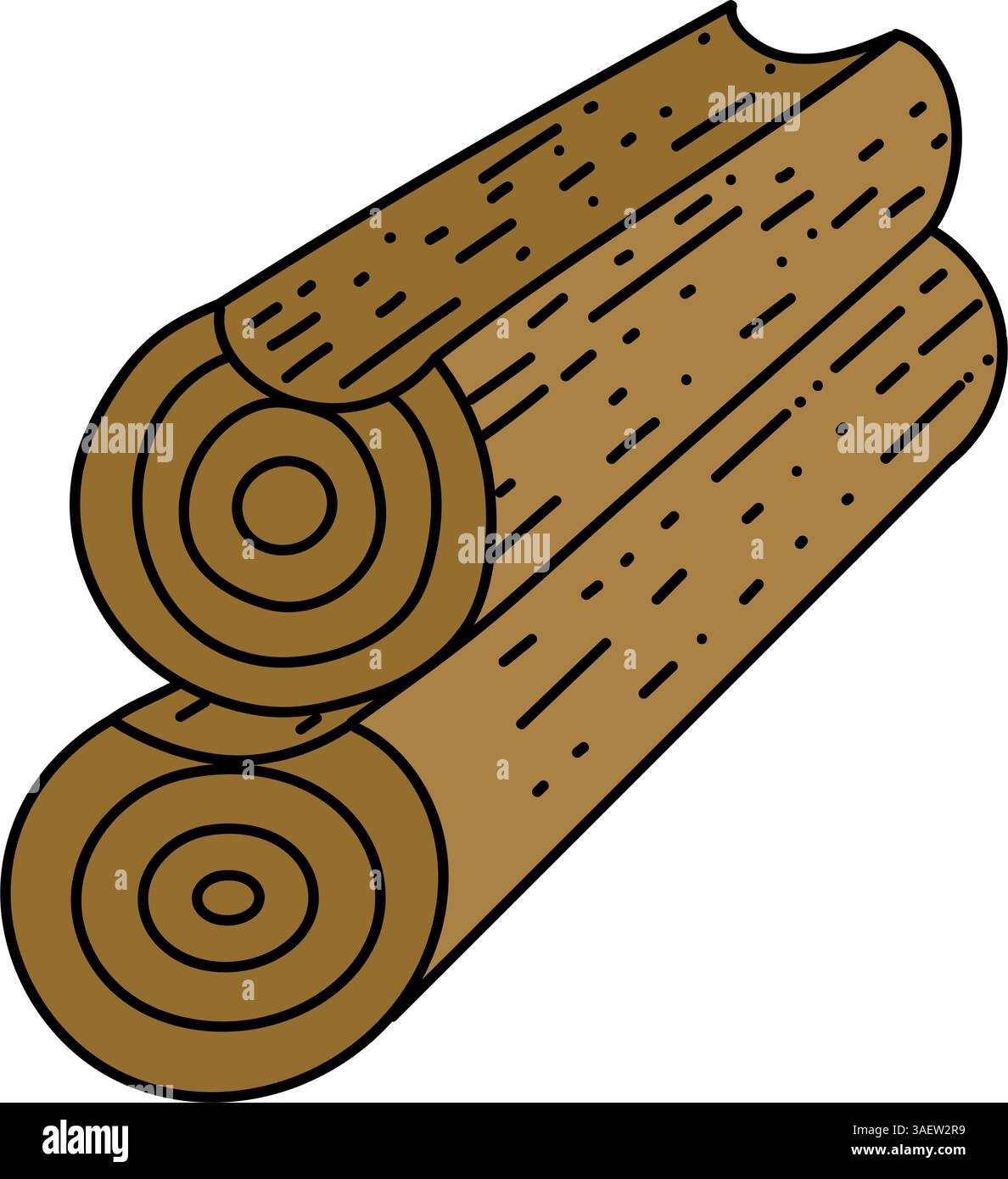 cabin wood log stack hand drawn color vector illustration Stock Vector ...
