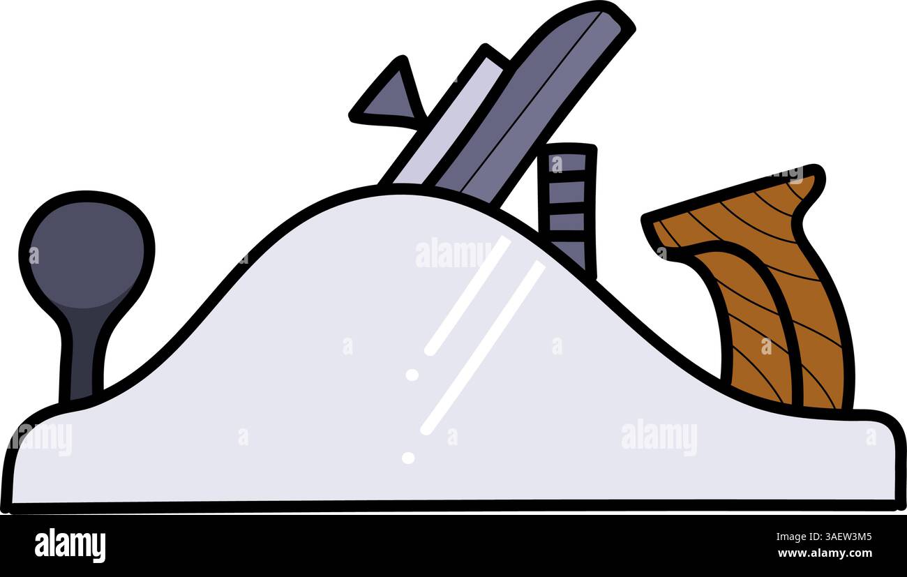 hand plane hand drawn color vector illustration Stock Vector Image ...