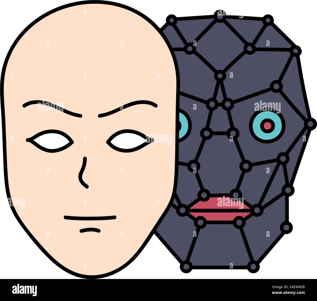 deep fake face swap hand drawn color vector illustration Stock Vector ...