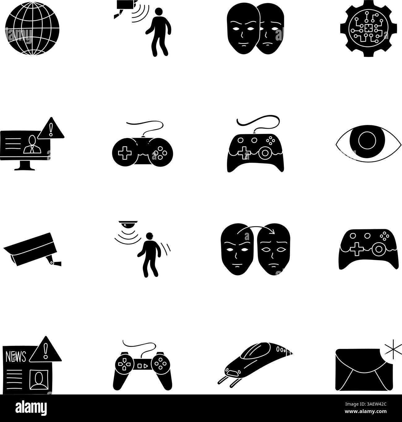 black hand drawn technology icon set Stock Vector Image & Art - Alamy