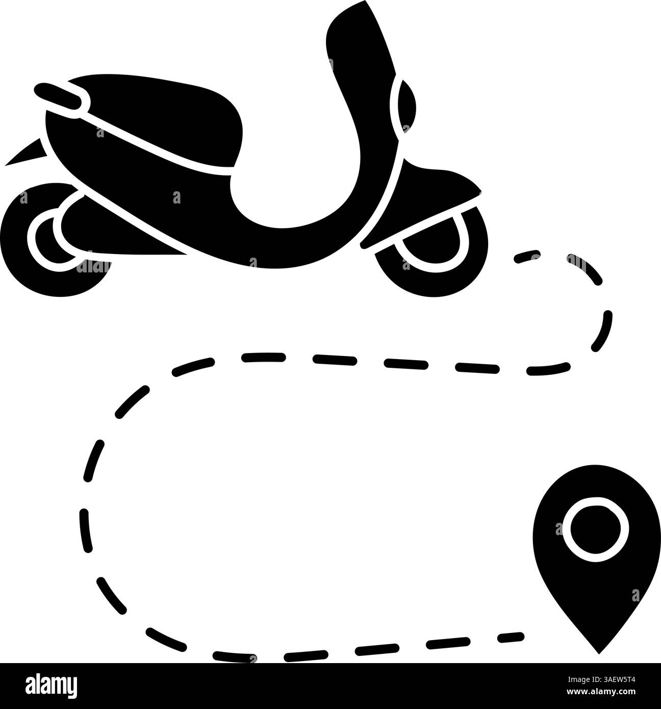 black hand drawn icon map scooter route Stock Vector Image & Art - Alamy