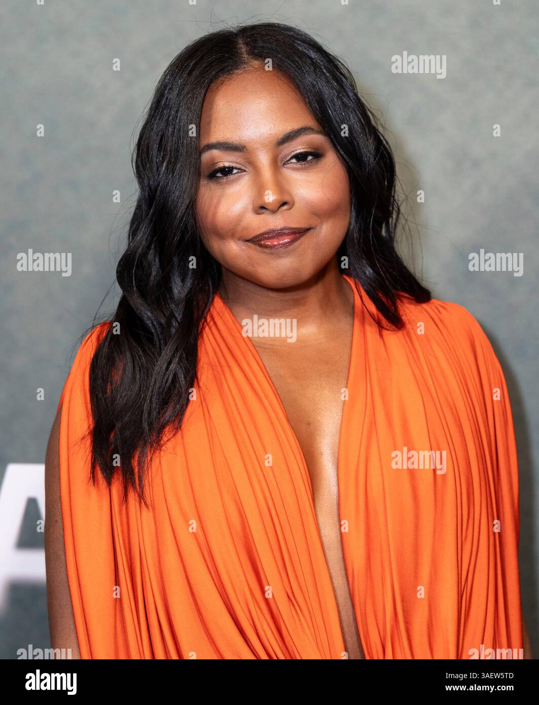 New York, NY, April 6, 2025: Adrienne Warren wearing dress by Loewe ...