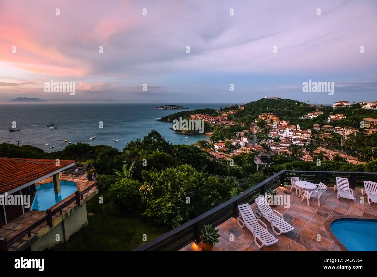 Sunset View of João Fernandes Coastline and Rooftop Pool in Buzios ...