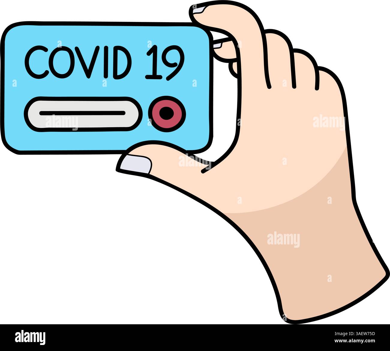 swab testing kit covid-19 disease detection instrument hand drawn color ...