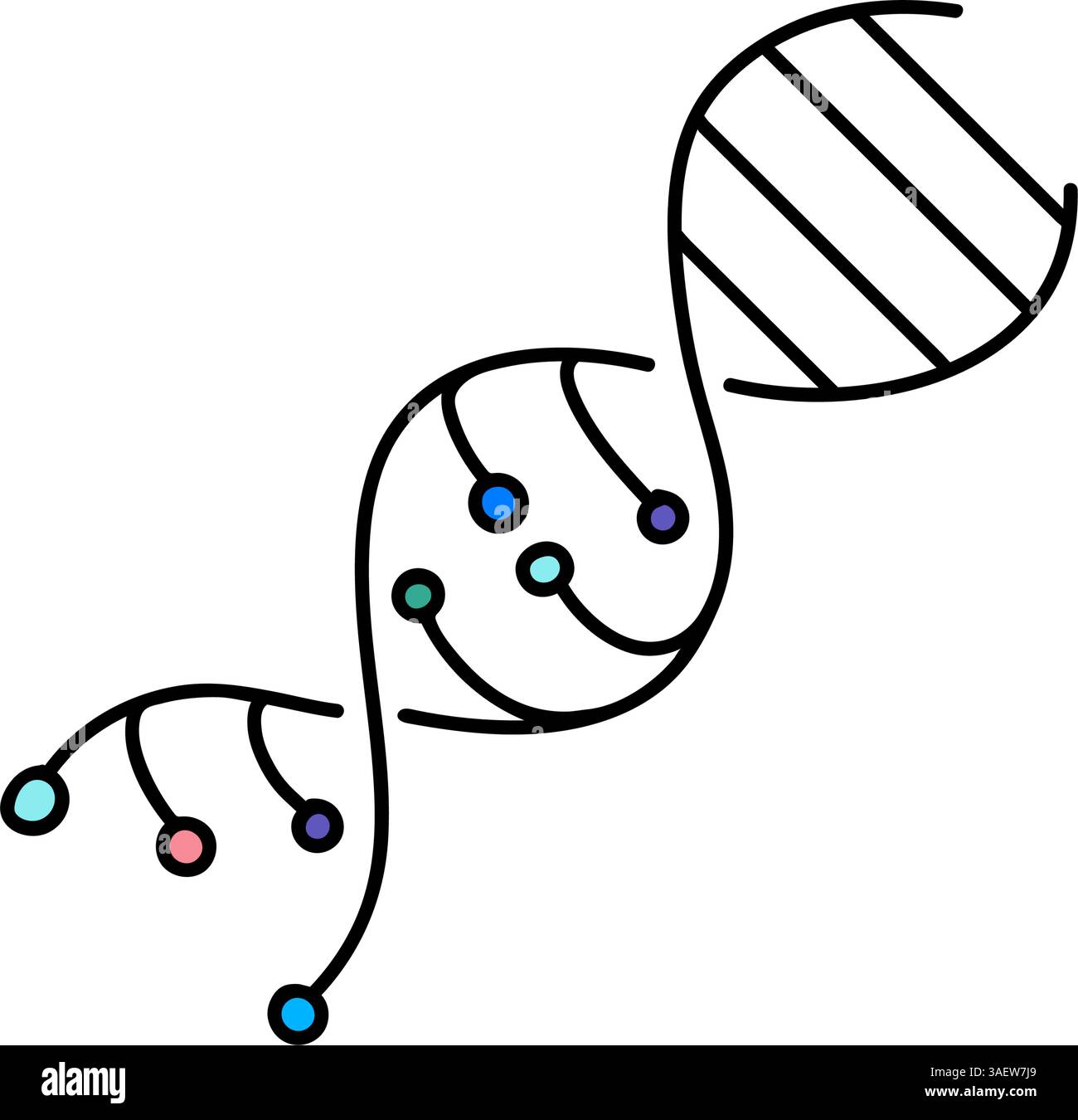 artificially modified dna strains hand drawn color vector illustration ...