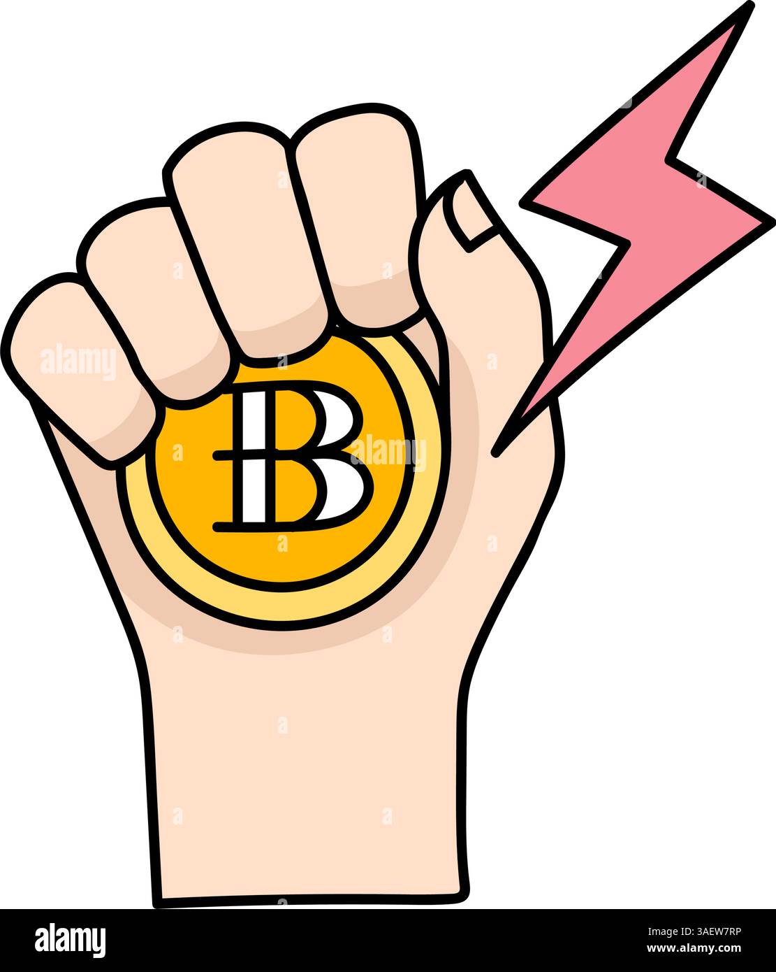 hand holding coin hand drawn color vector illustration Stock Vector ...