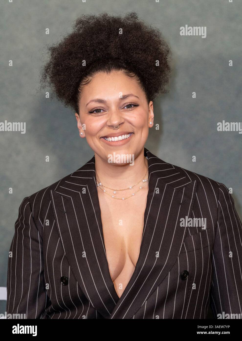 New York, NY, April 6, 2025: Kelsey Rainwater holding purse by Brandon ...