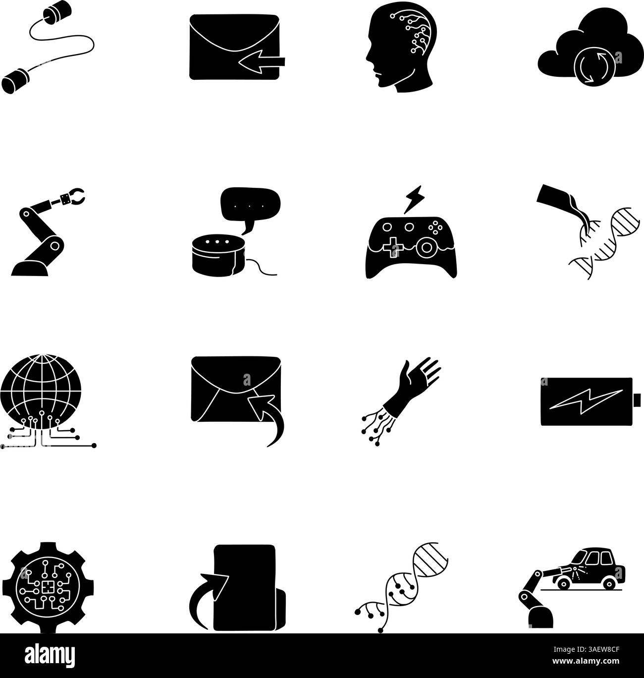 black hand drawn technology icon set Stock Vector Image & Art - Alamy