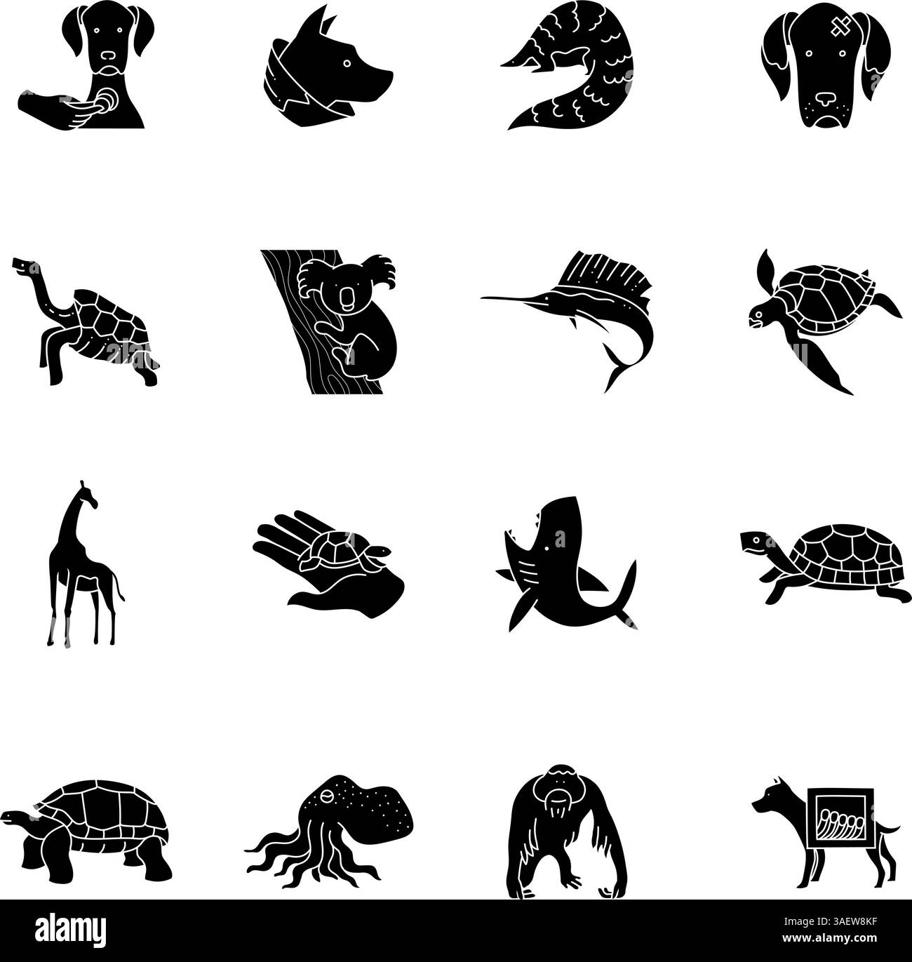 black hand drawn animal icon set Stock Vector Image & Art - Alamy
