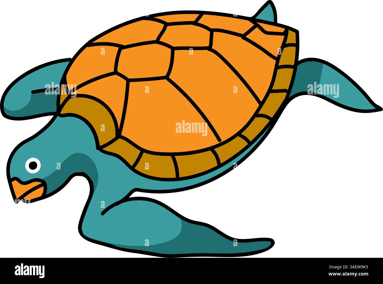 sea turtle hand drawn color vector illustration Stock Vector Image ...