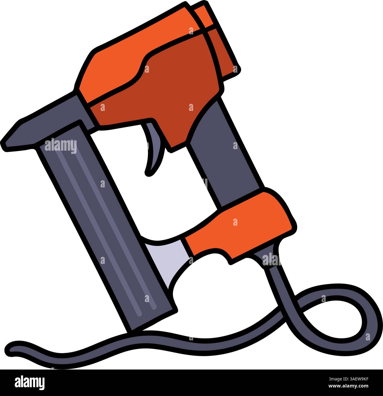 air nailer nail gun tool hand drawn color vector illustration Stock ...