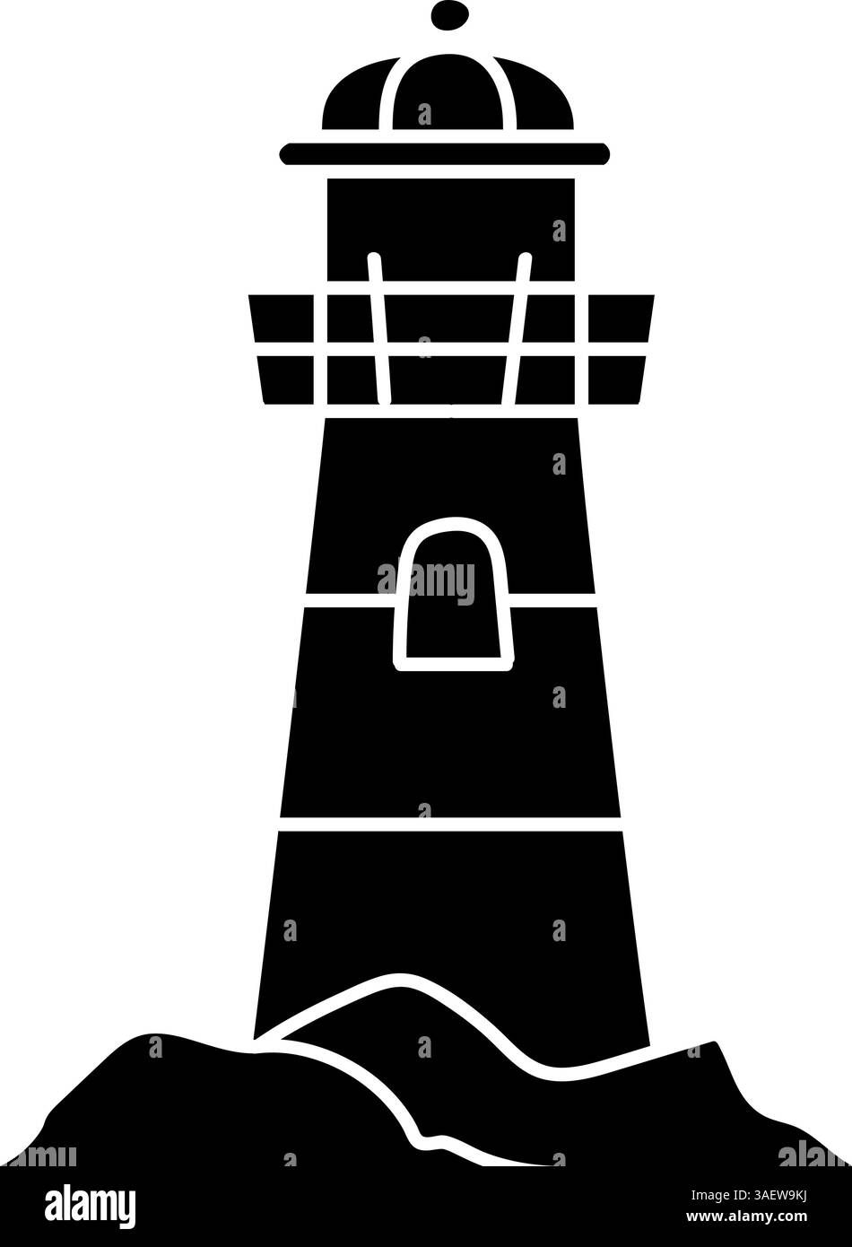 Light house night beach Black and White Stock Photos & Images - Alamy