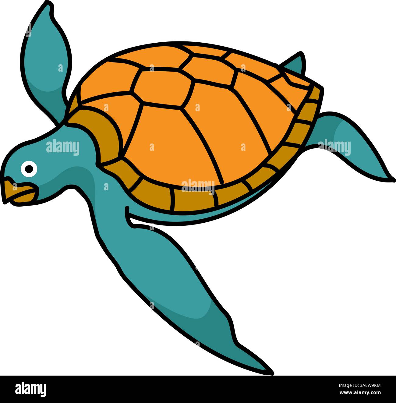 sea turtle hand drawn color vector illustration Stock Vector Image ...