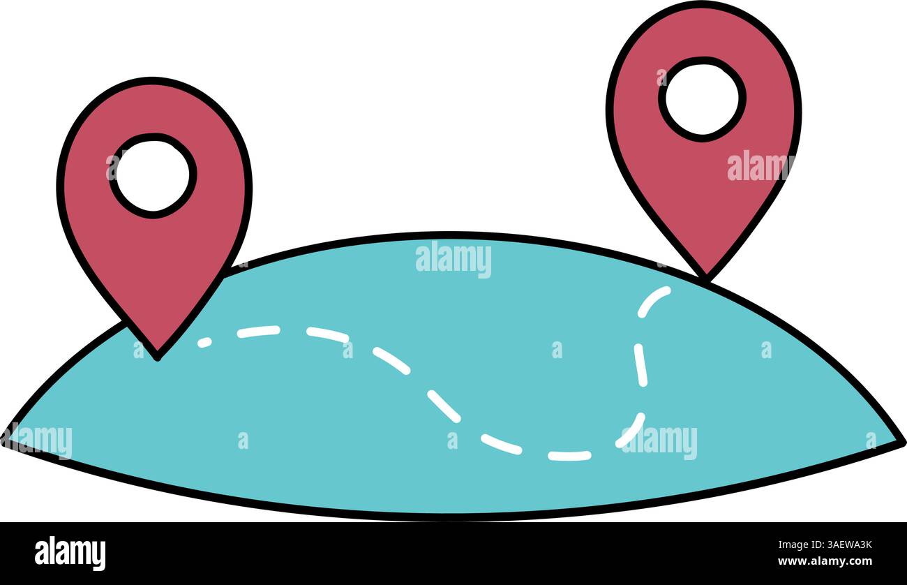 map pin route hand drawn color vector illustration Stock Vector Image ...