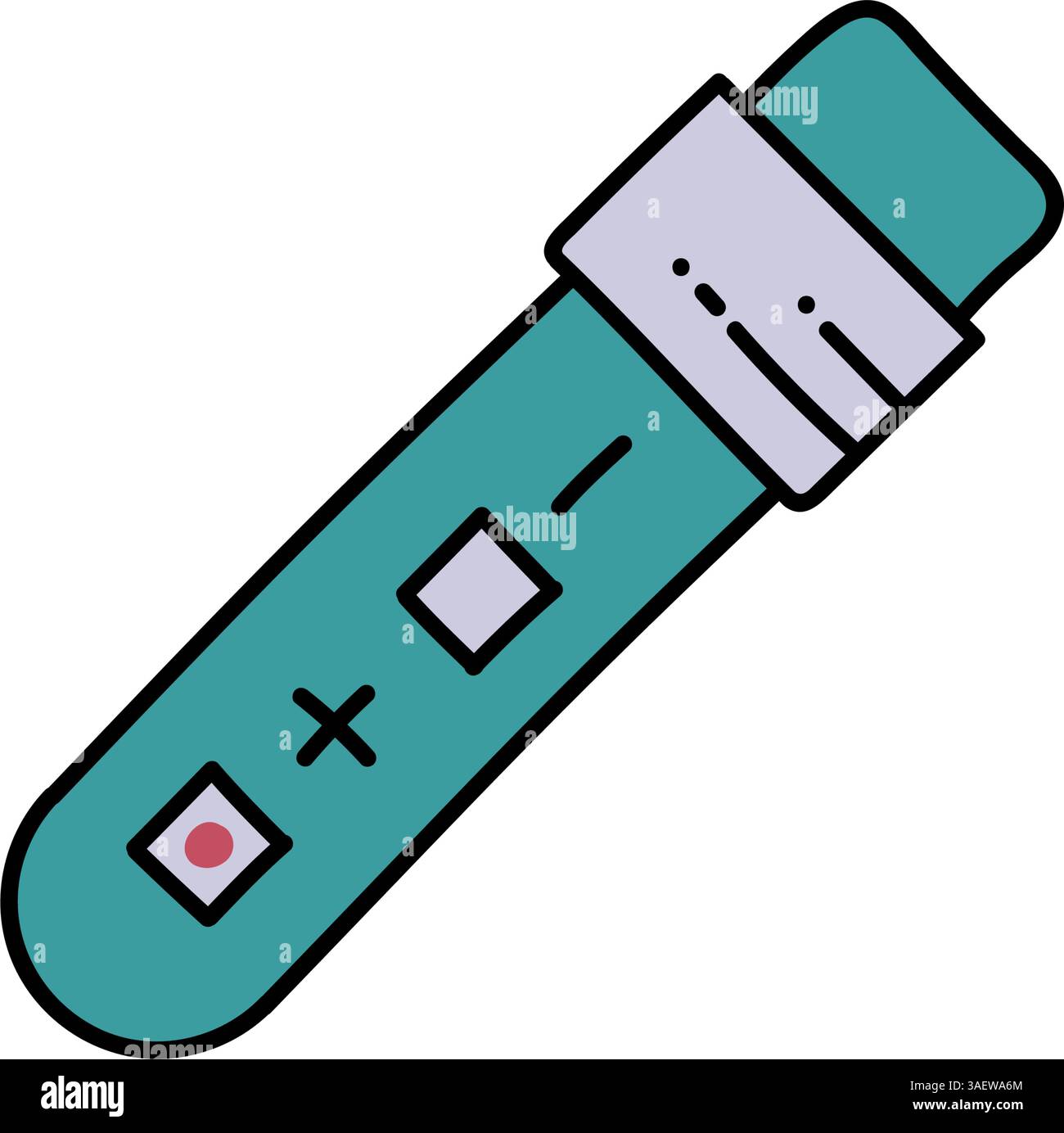 lab testing tube with positive and negative result hand drawn color ...