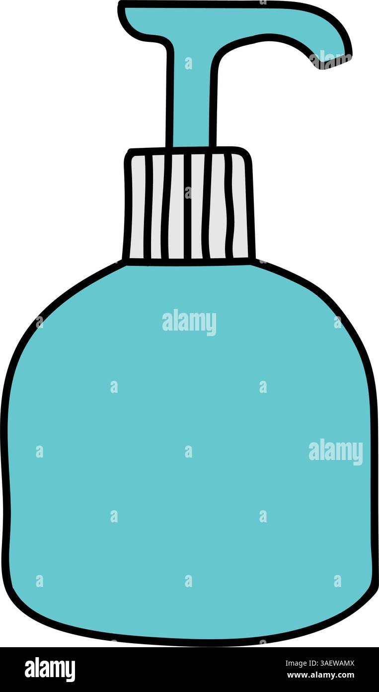antiseptic disinfectant bottle hand drawn color vector illustration ...