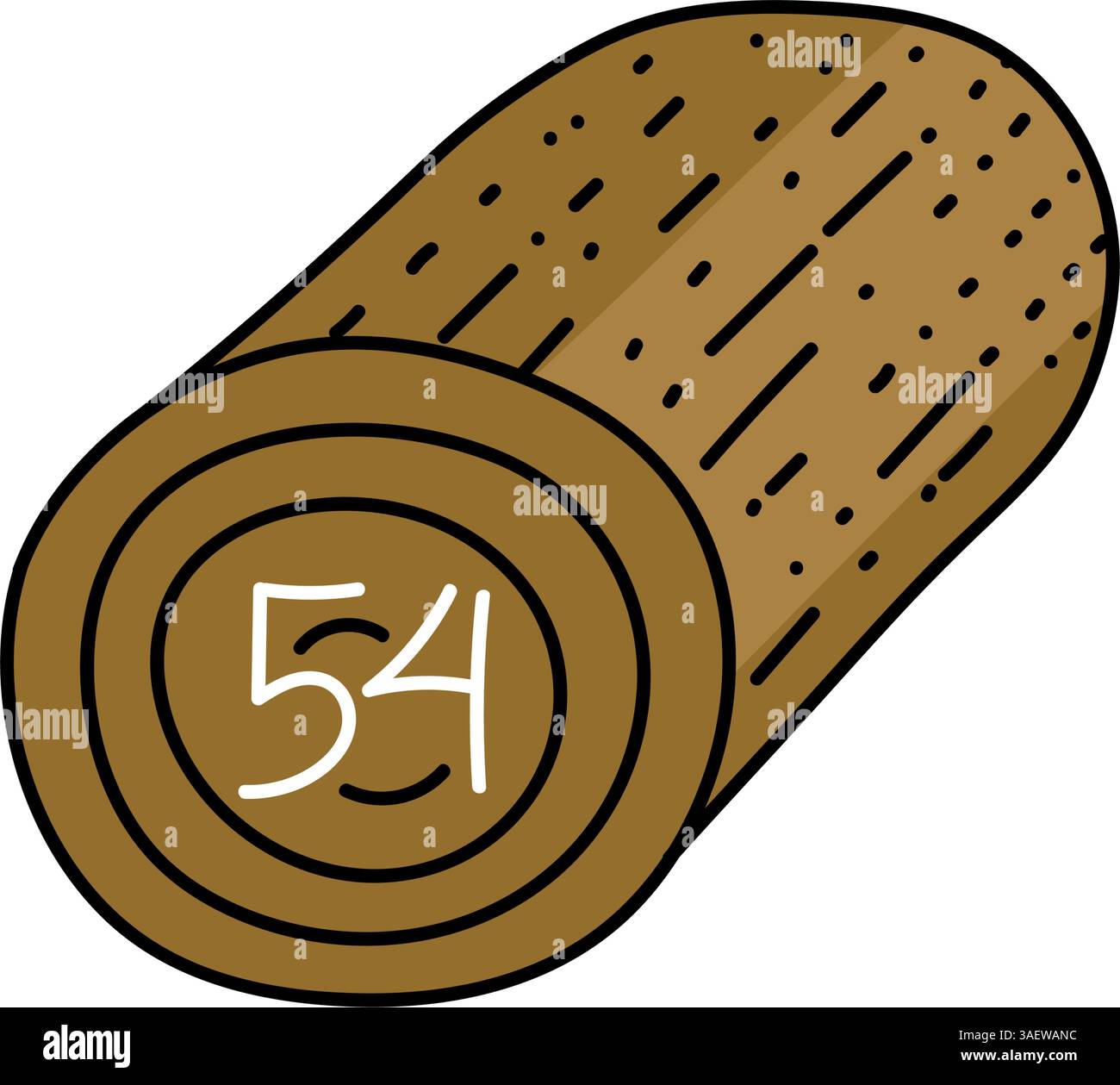 single wood log with marking hand drawn color vector illustration Stock ...