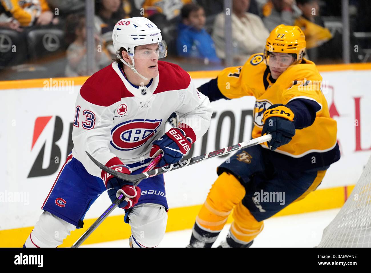Montreal Canadiens right wing Cole Caufield (13) plays against the ...