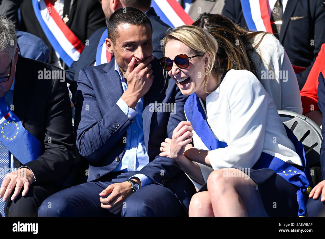 Marion Marechal and Aleksandar Nikolic during a rally in support of ...