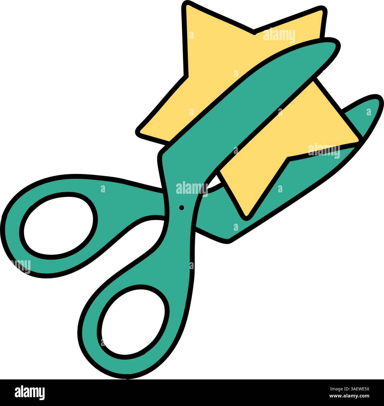 star cutting scissor hand drawn color vector illustration Stock Vector ...