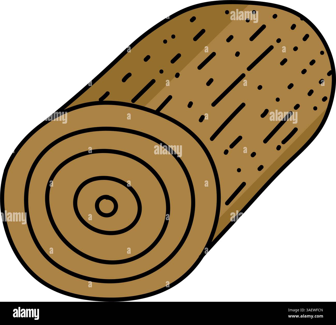 single wood log hand drawn color vector illustration Stock Vector Image ...