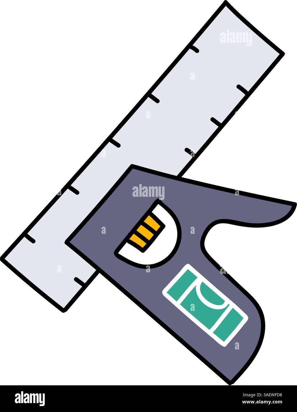 woodworking tool adjustable measure ruler hand drawn color vector ...