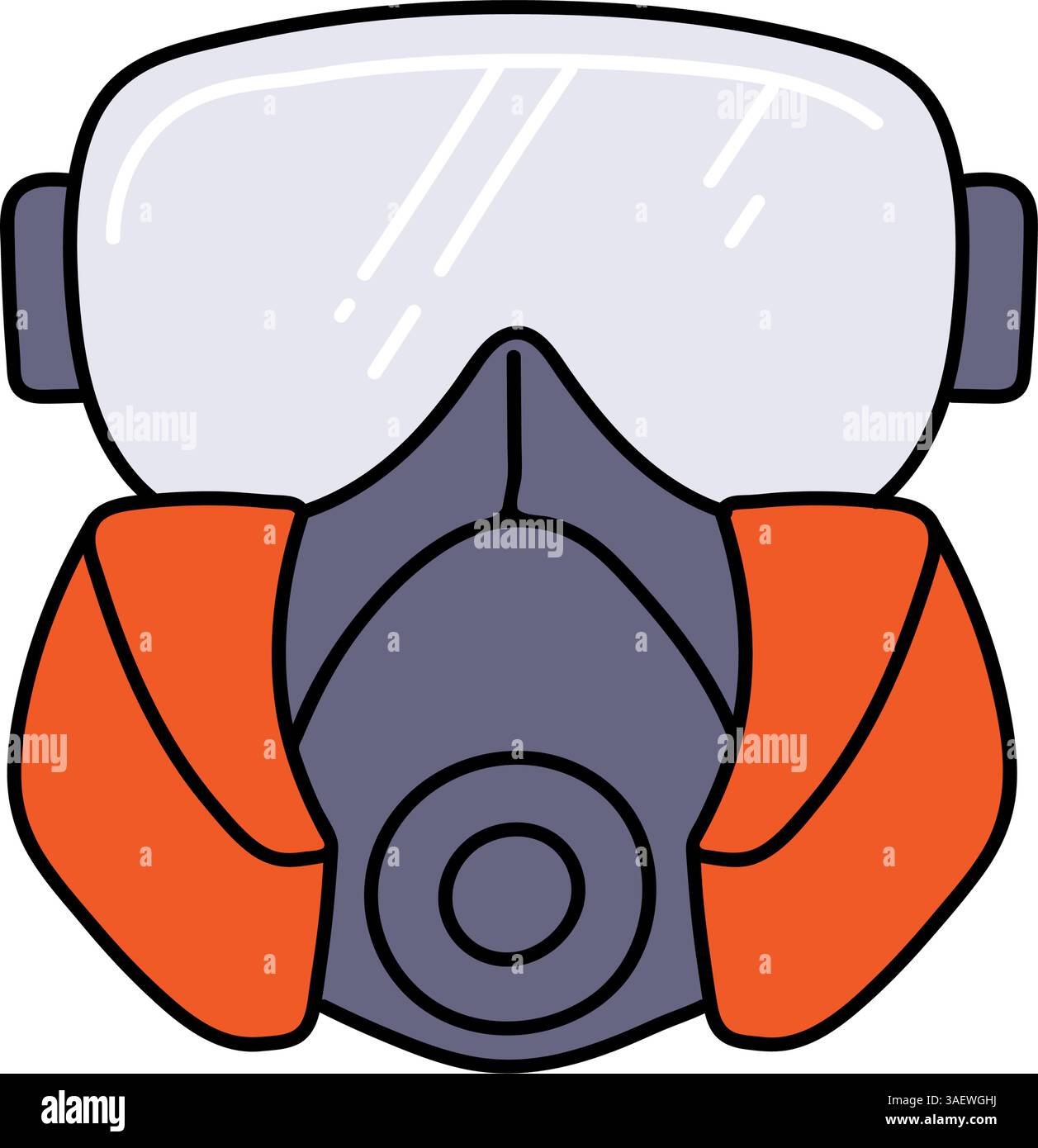 respirator and goggles hand drawn color vector illustration Stock ...