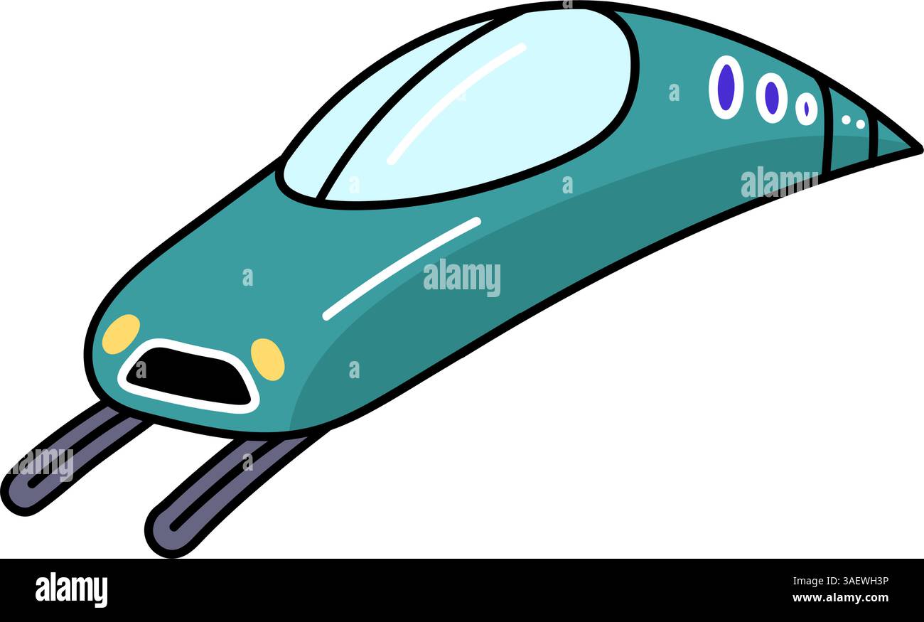 bullet train hand drawn color vector illustration Stock Vector Image ...