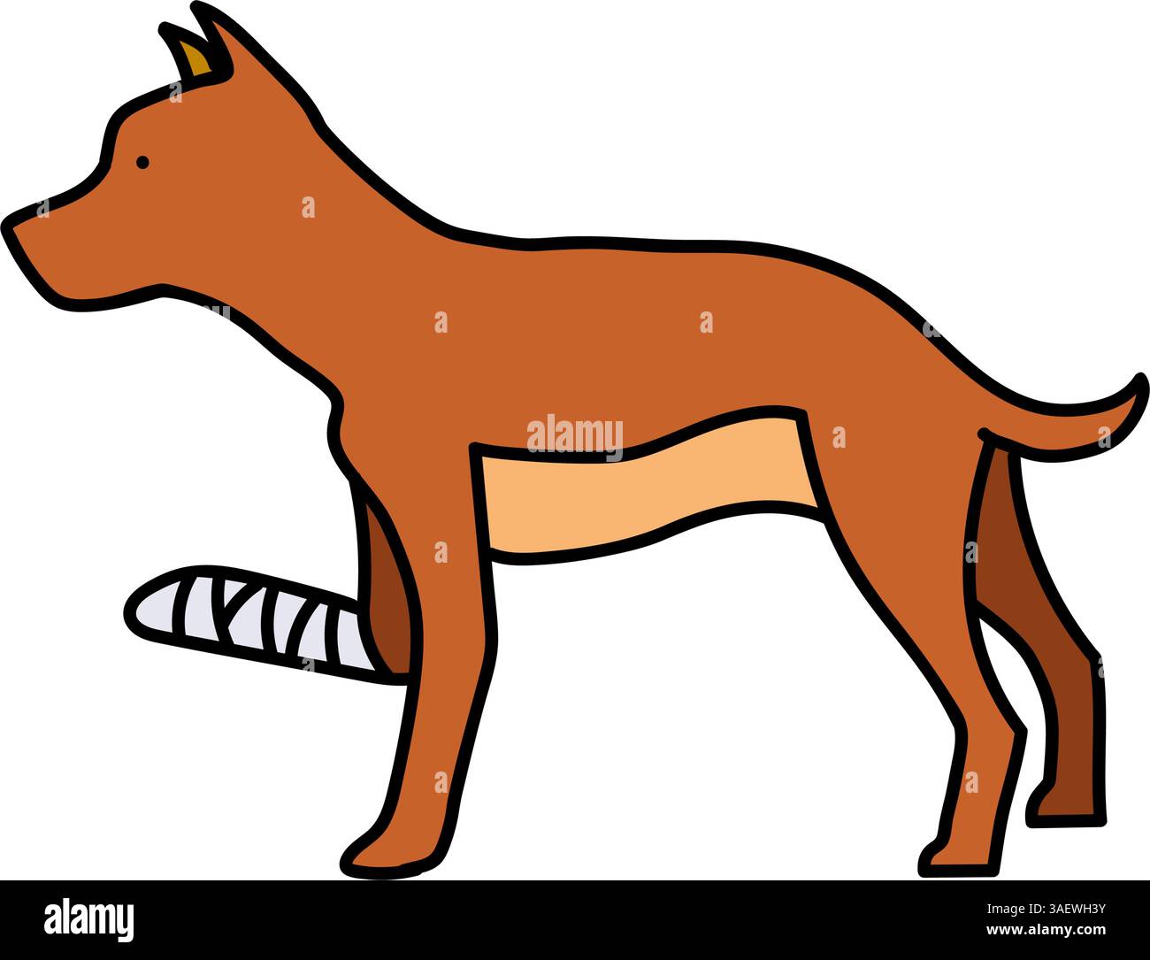 leg injured dog hand drawn color vector illustration Stock Vector Image ...