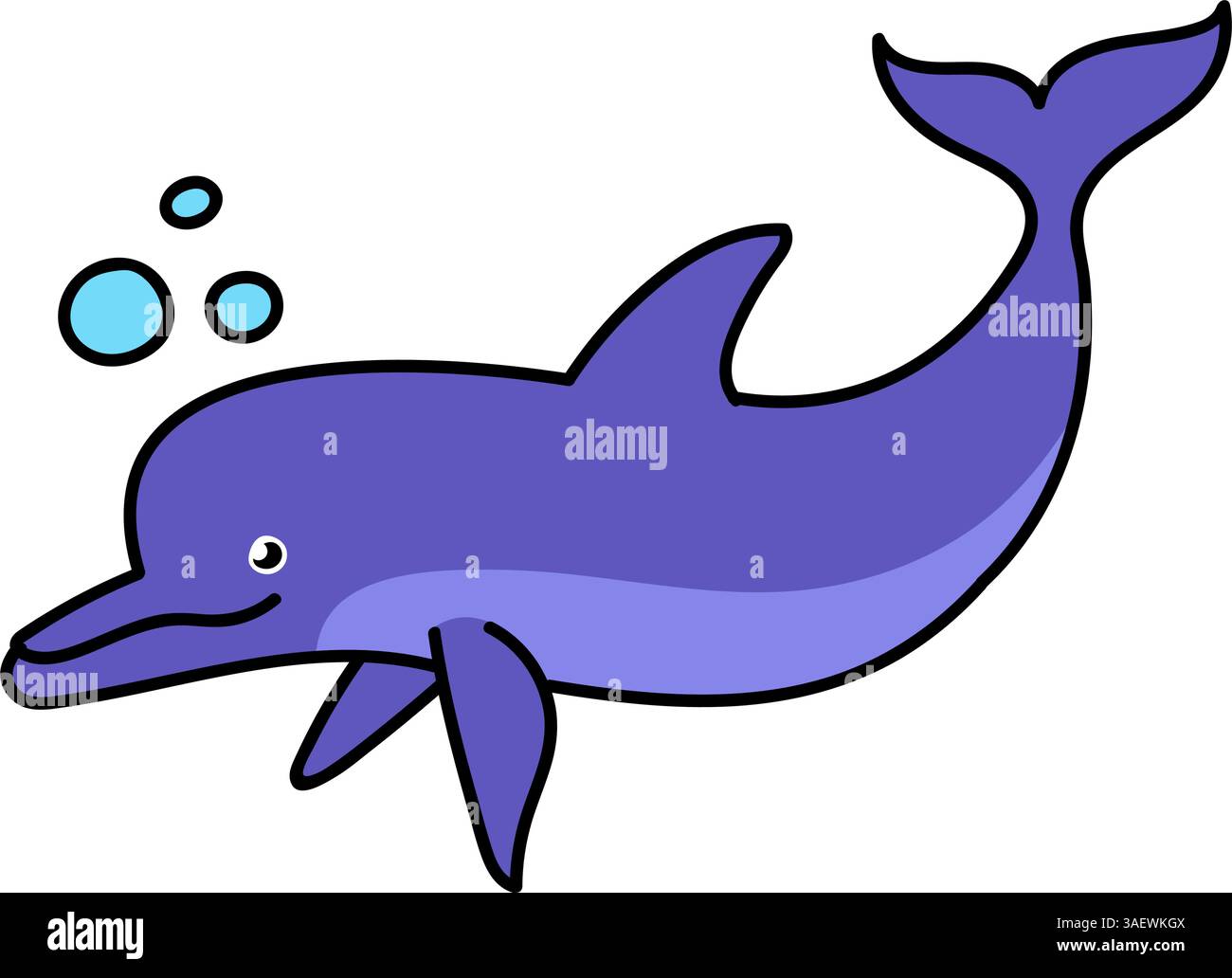 dolphin hand drawn color vector illustration Stock Vector Image & Art ...