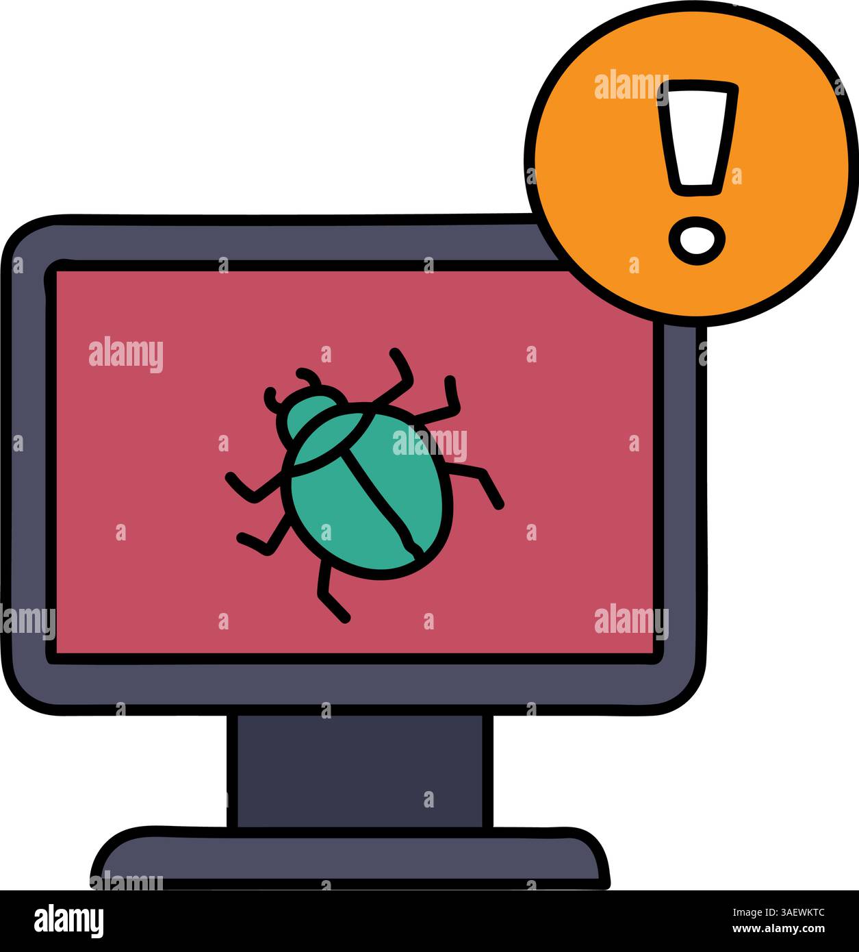 computer bug hand drawn color vector illustration Stock Vector Image ...