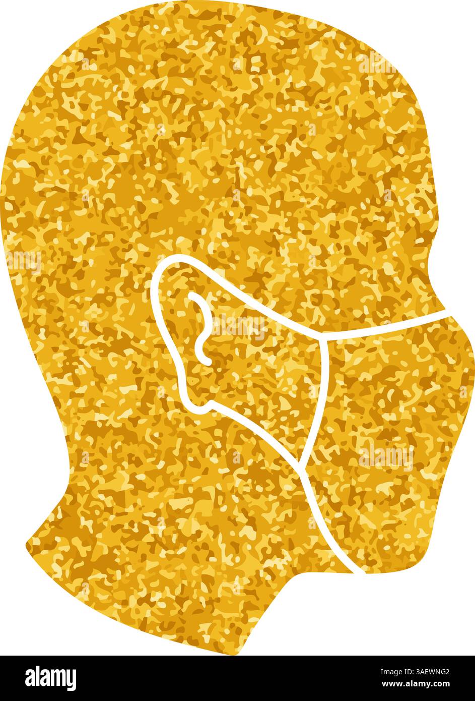 Man wearing face mask drawing in gold color style Stock Vector Image ...