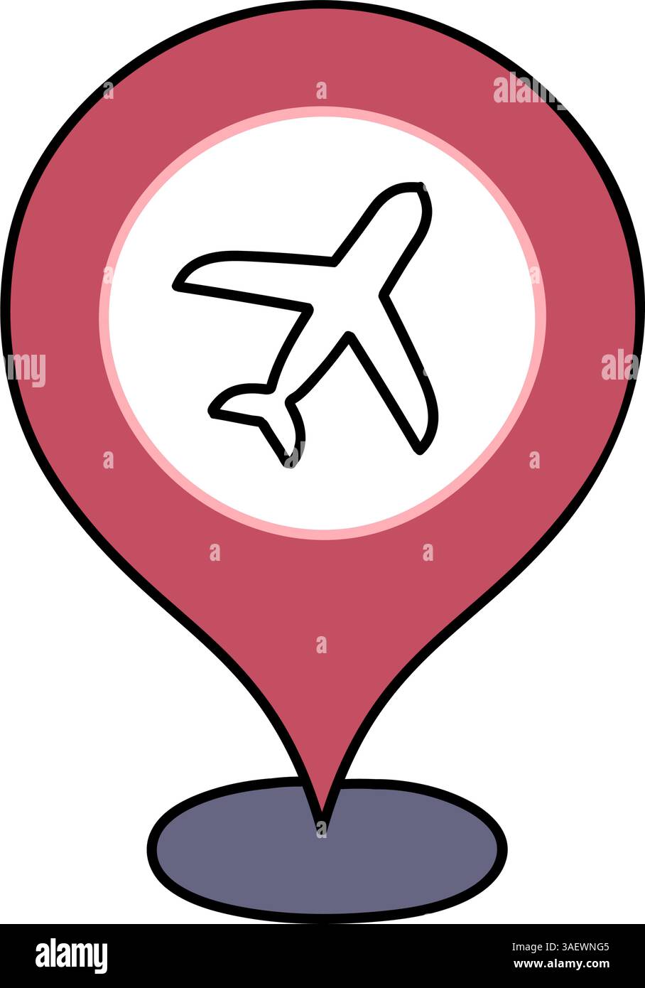 pin map airport hand drawn color vector illustration Stock Vector Image ...