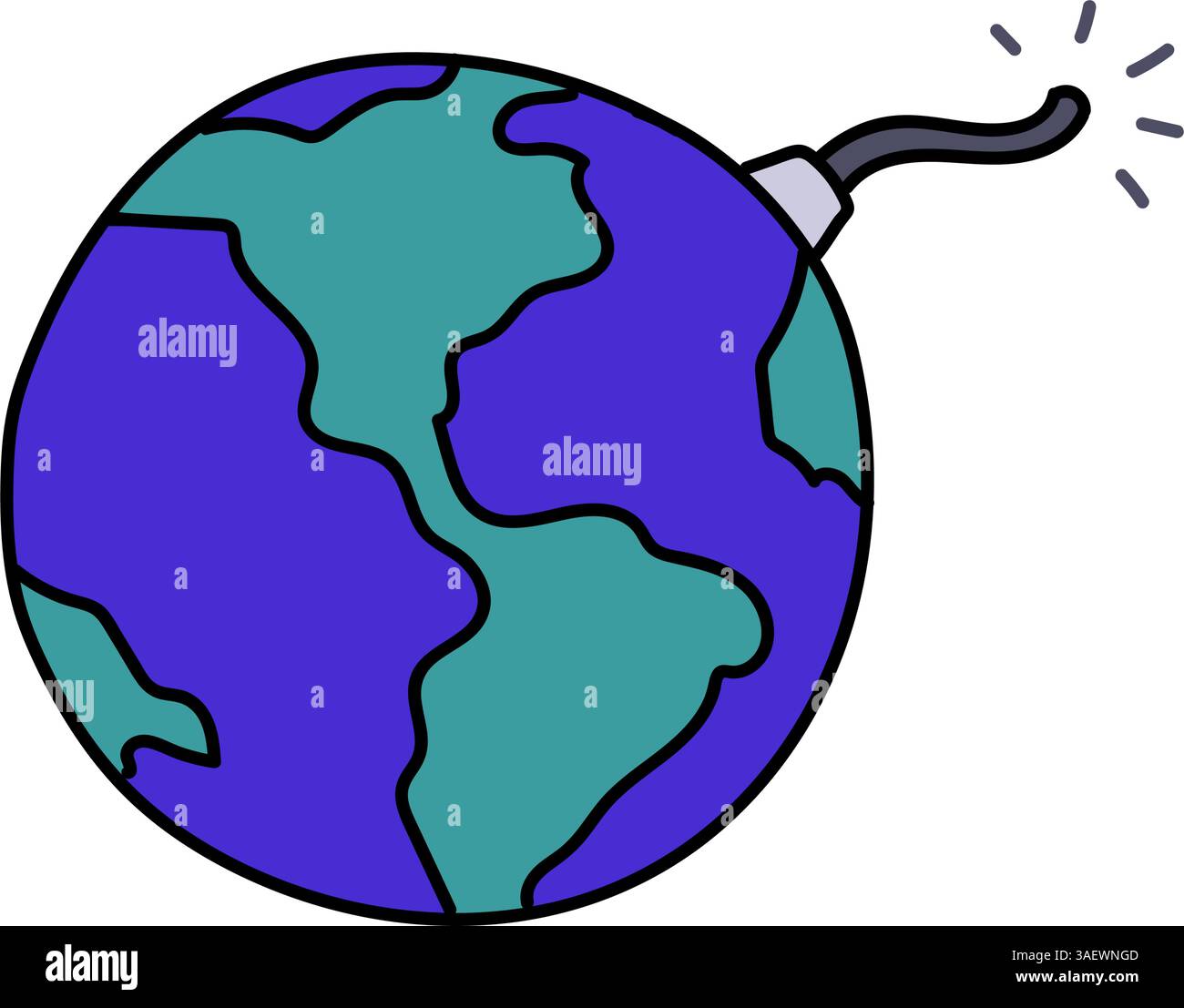 explosive earth hand drawn color vector illustration Stock Vector Image ...