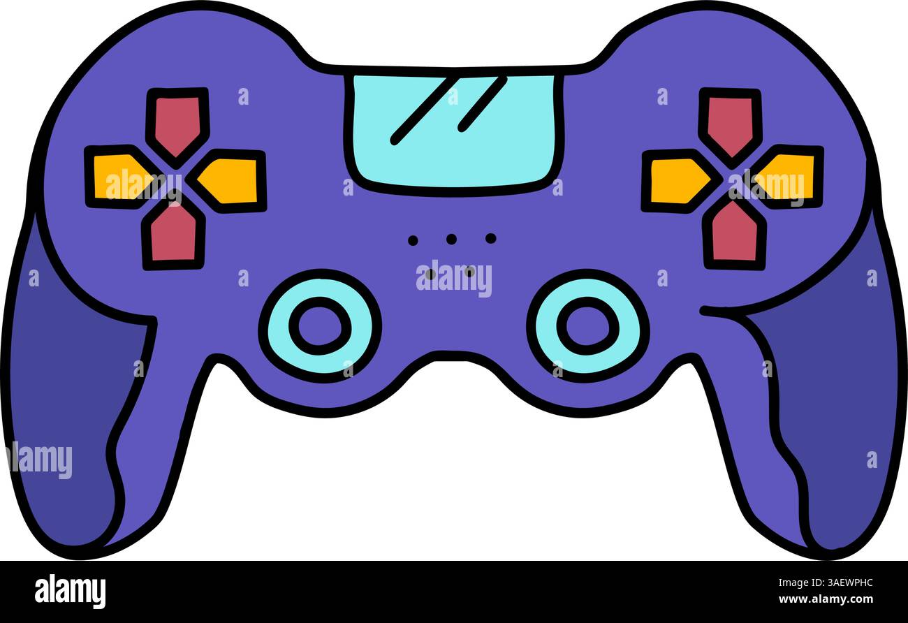 game controller hand drawn color vector illustration Stock Vector Image ...