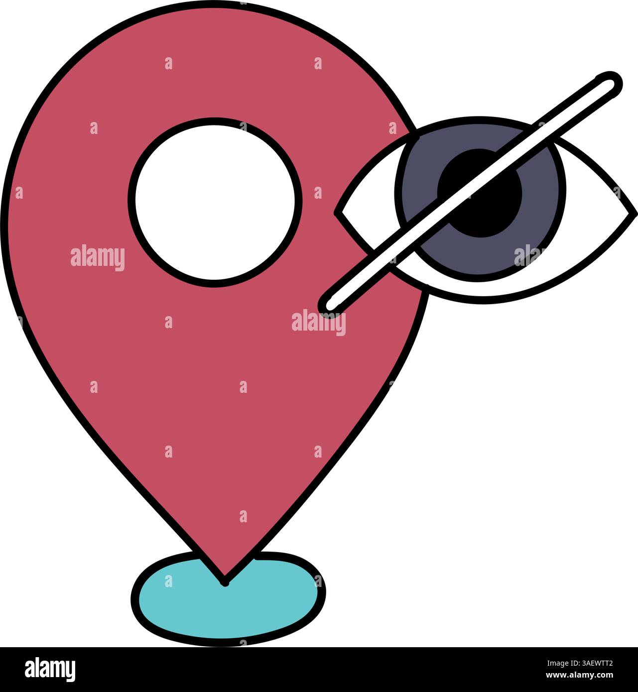 map pin restricted area hand drawn color vector illustration Stock ...