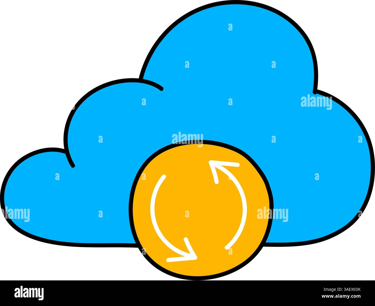 cloud syncing hand drawn color vector illustration Stock Vector Image ...