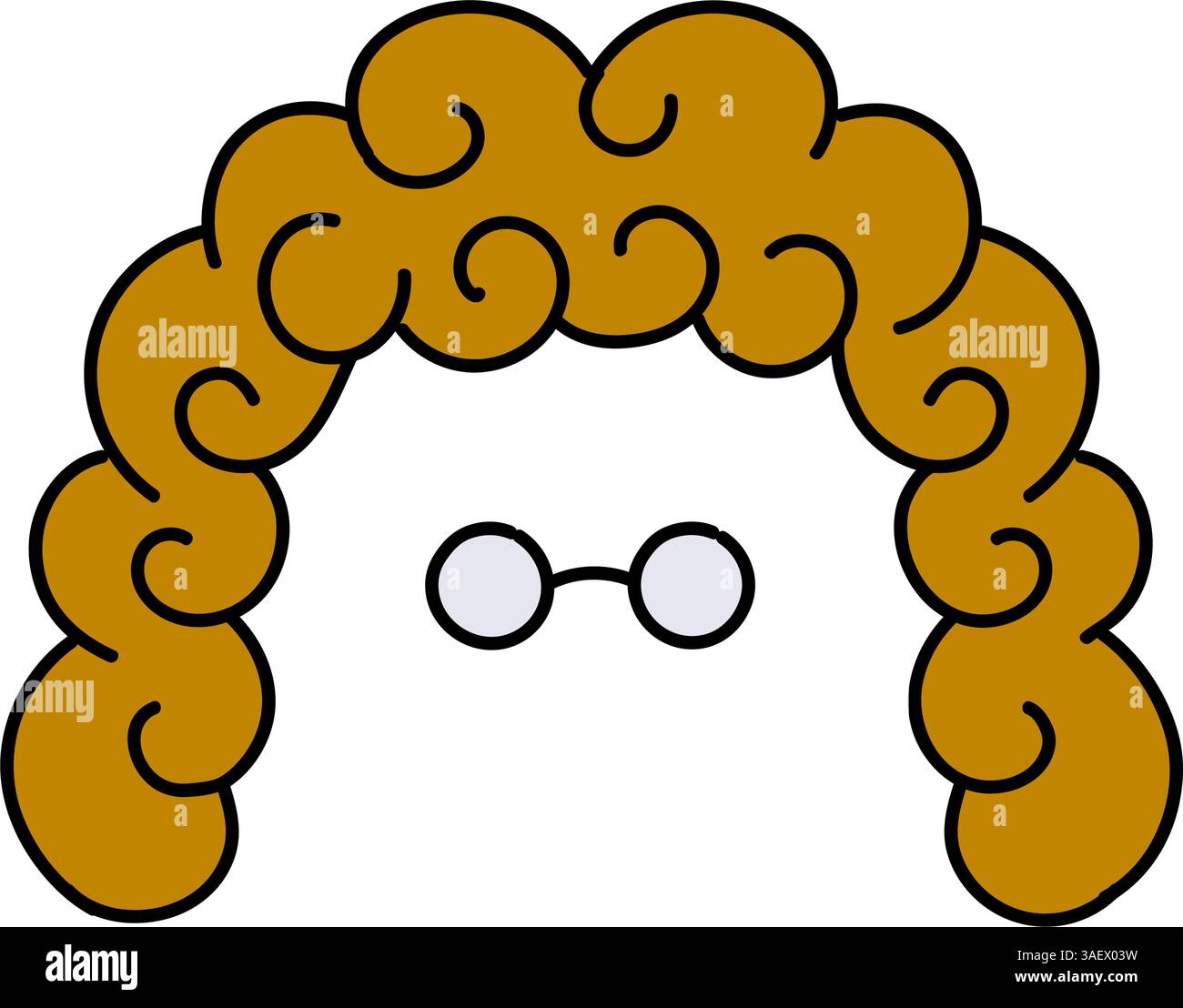 judge hair and eyeglasses hand drawn color vector illustration Stock ...