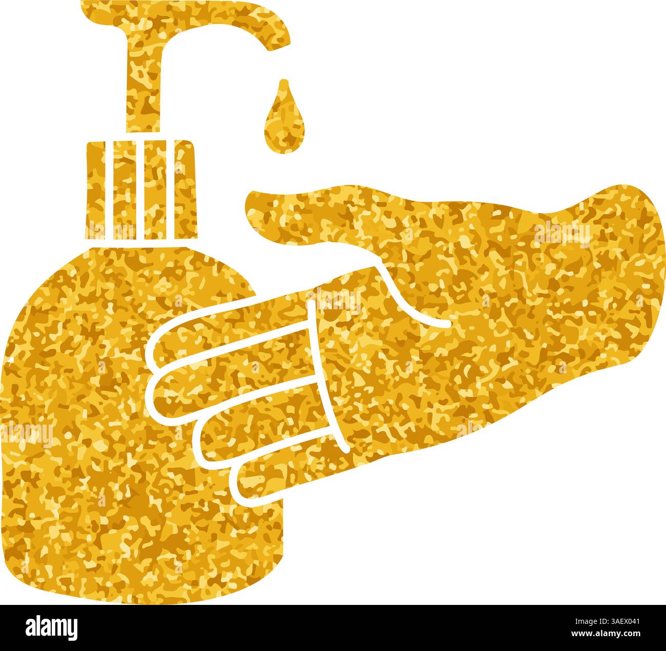 Disinfected hand using disinfectant drawing in gold color style Stock ...